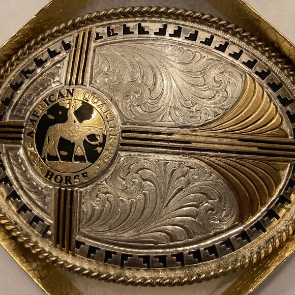 Montana Silversmiths | Accessories | Vintage Metal Belt Buckle Silver And Brass American Quarter ...